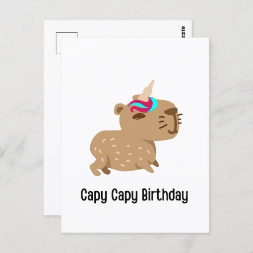 Capybara Birthday Card, Capy Capy Birthday Postcard | Zazzle