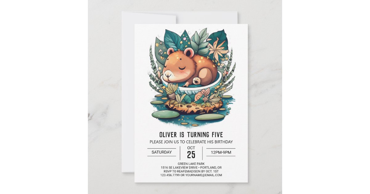 Capybara Birthday Invitation | Zazzle
