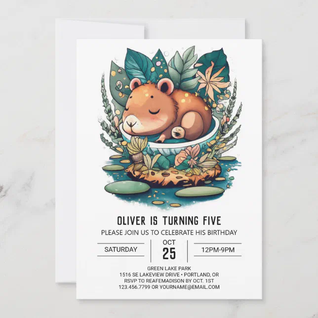 Capybara Birthday Invitation | Zazzle