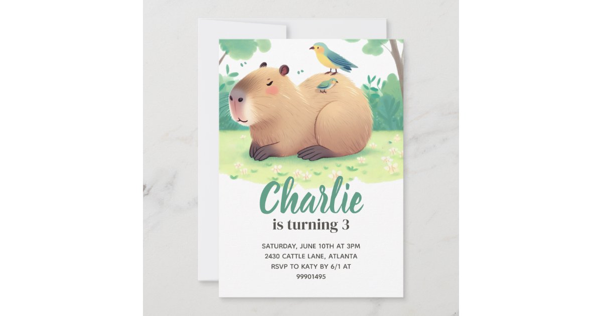 Capybara Birthday Invitation | Zazzle