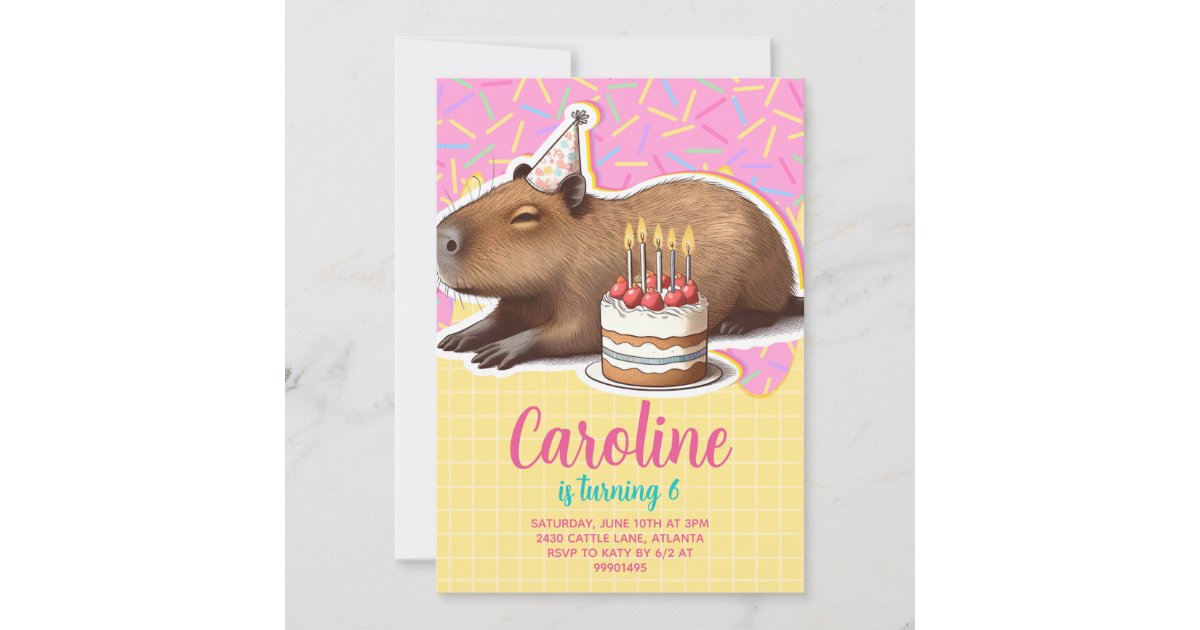 Capybara Birthday Invitation | Zazzle