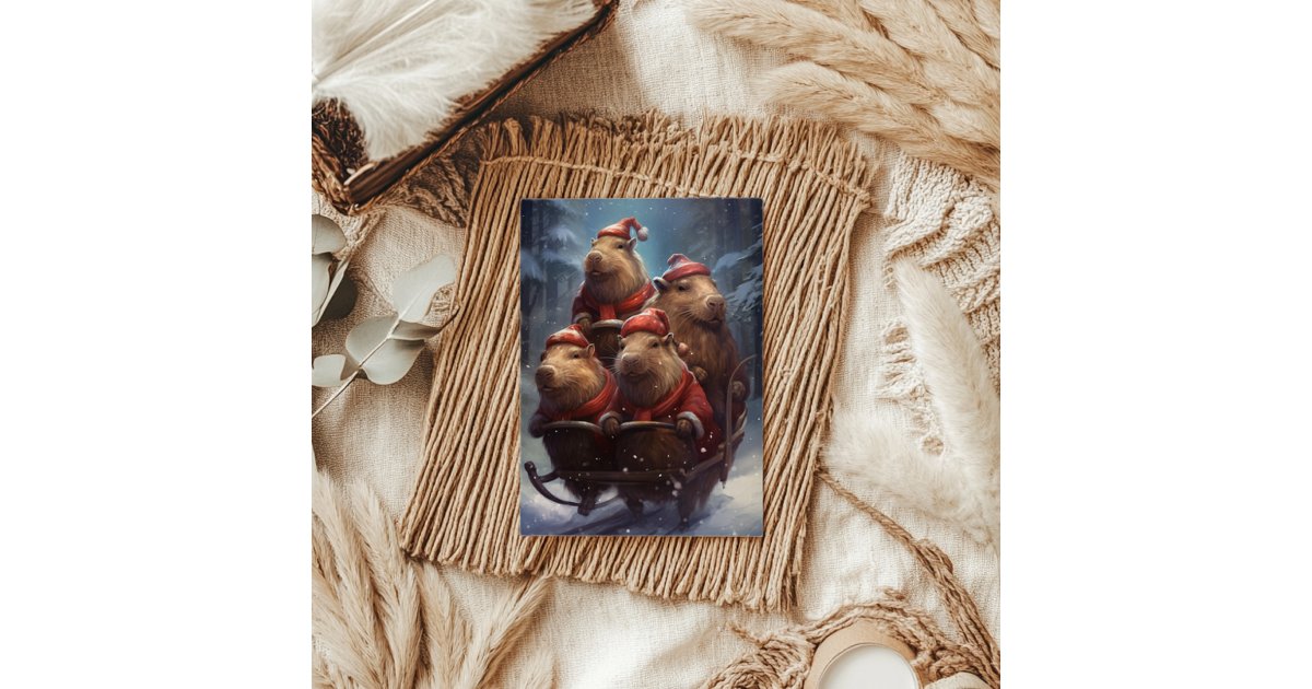 Capybara Christmas Holiday Capy Card | Zazzle