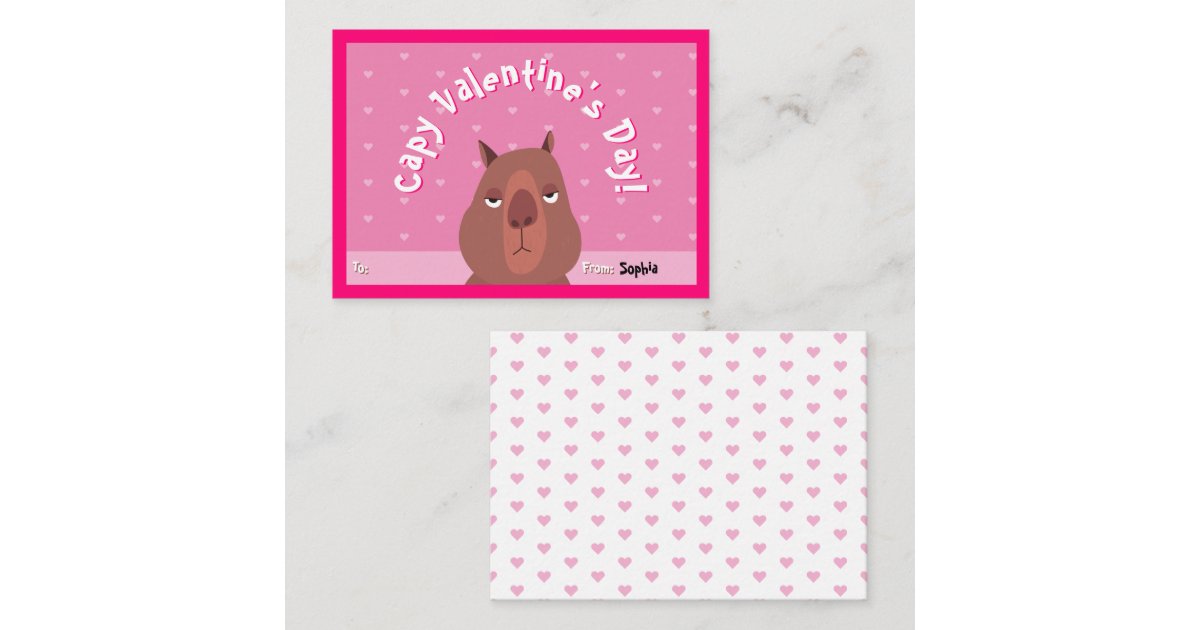 Capybara Classroom Valentine's Day Card | Pink | Zazzle