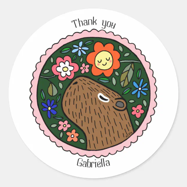 Capybara Custom Party Favor personalized Mailing Classic Round Sticker ...