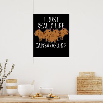 Capybara Gift Kids Women Cute Capybara Poster | Zazzle