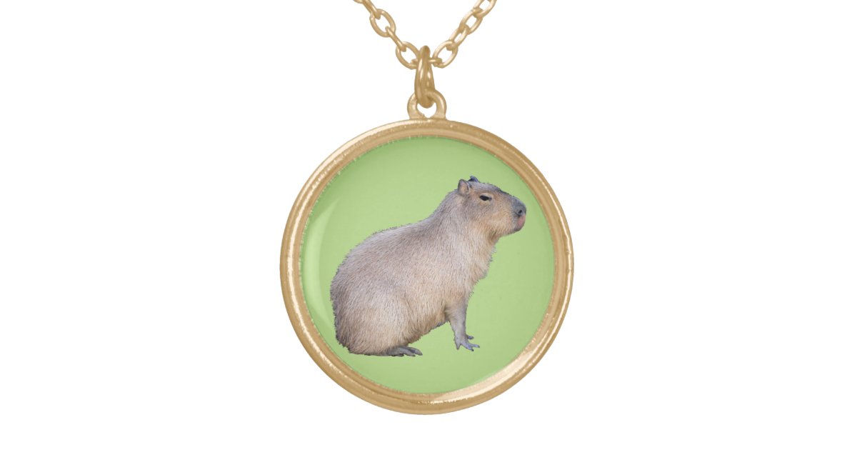 Capybara Gold Plated Necklace | Zazzle