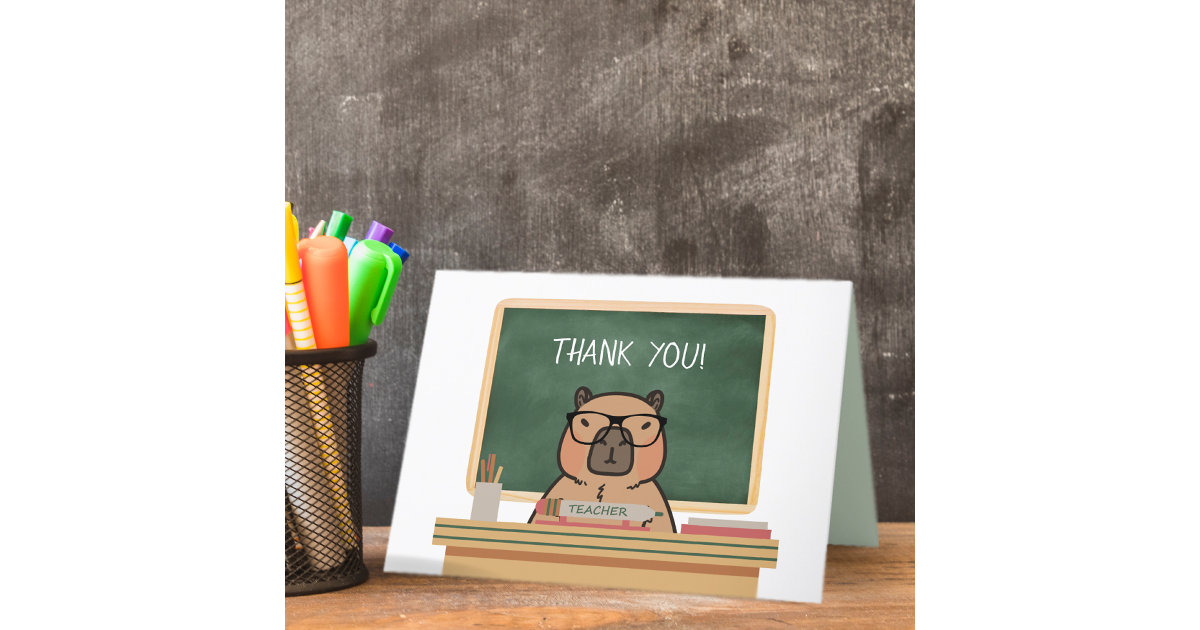 Capybara Happy Teacher's Day Thank you Card | Zazzle