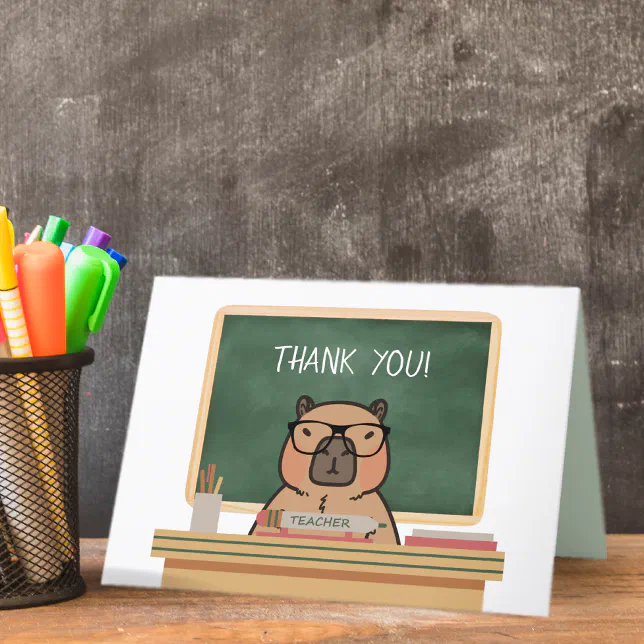 Capybara Happy Teacher's Day Thank you Card | Zazzle