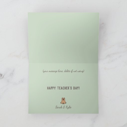 Capybara Happy Teacher's Day Thank you Card | Zazzle