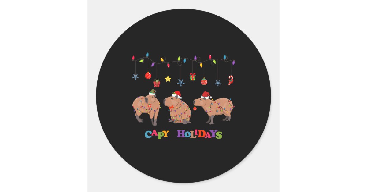 Capybara Merry Christmas Classic Round Sticker | Zazzle