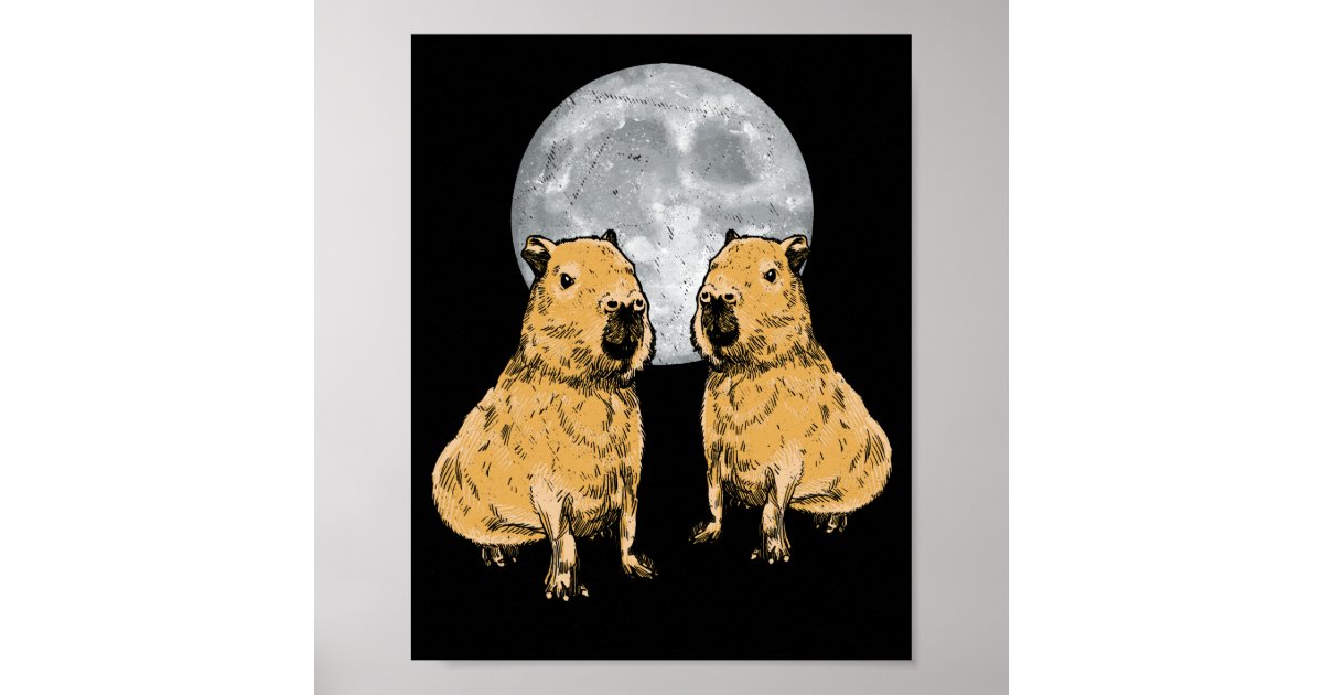 Capybara Moon Funny Capybaras Poster | Zazzle