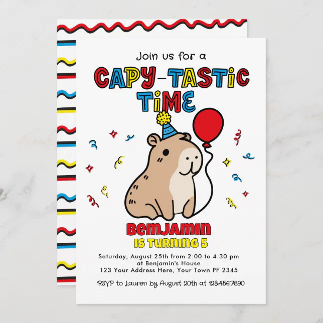 Capybara Party Invitation | Zazzle