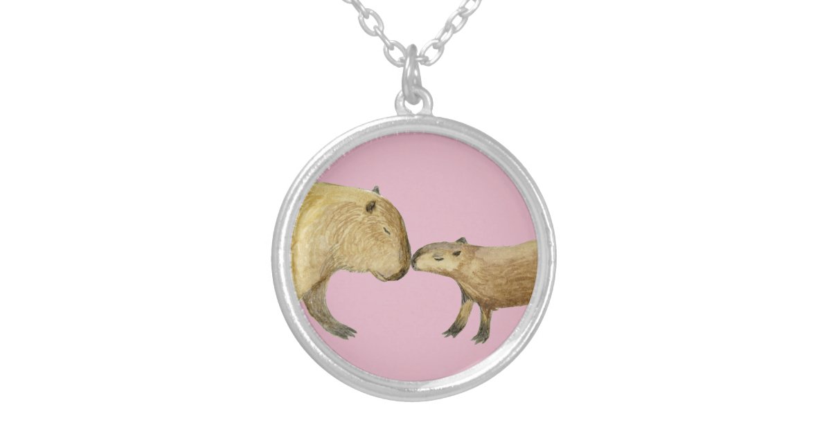 Capybara Silver Plated Necklace | Zazzle