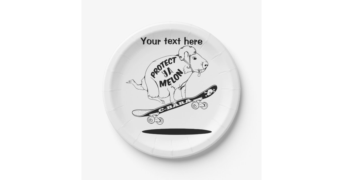 Capybara Skateboard Ollie Paper Plates | Zazzle