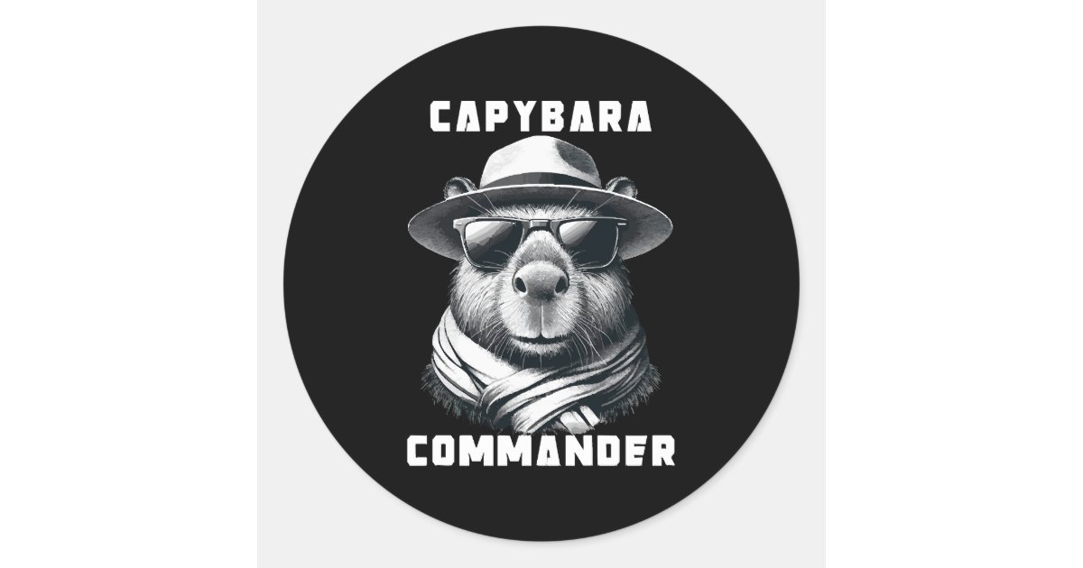 Capybara With Sunglasses Capy Commander Classic Round Sticker | Zazzle