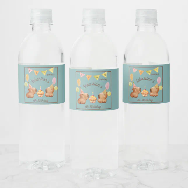 Capybara Wonderland Water Bottle Label | Zazzle