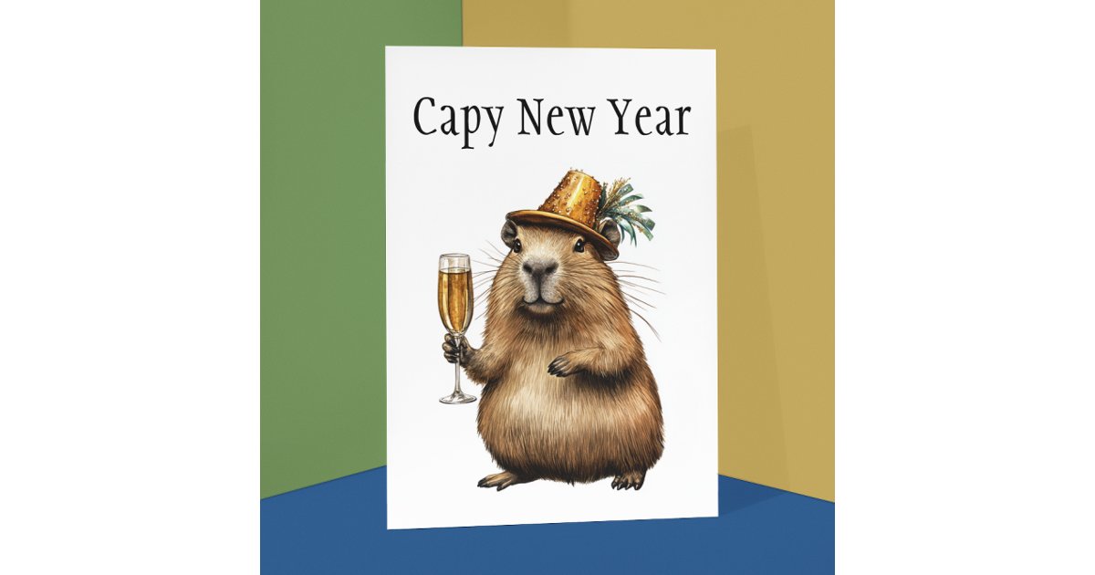 Capybaras New Year Postcard | Zazzle