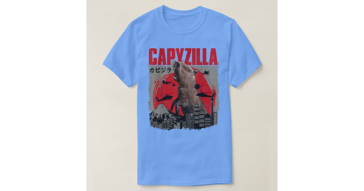 Capyzilla Funny Cute Capybara Art Japanese Sunset T-Shirt | Zazzle