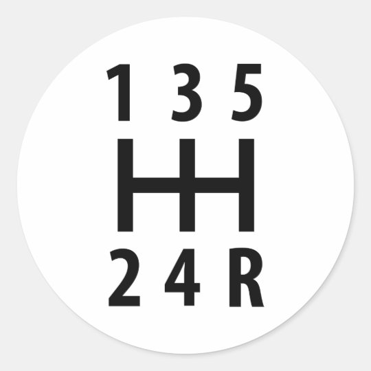 car auto gear shift 5 classic round sticker | Zazzle.com