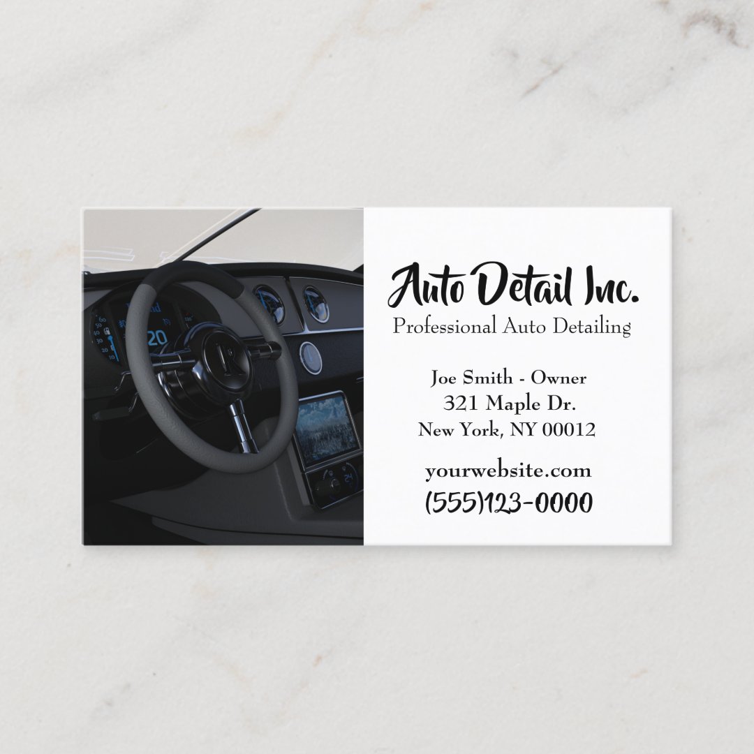 Car Auto Interior Detail Cleaning Service Business Card | Zazzle