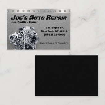 Car Auto Mechanic Repair Motor Service Business Card | Zazzle