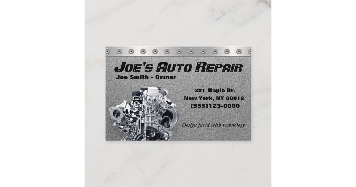 Car Auto Mechanic Repair Motor Service Business Card | Zazzle