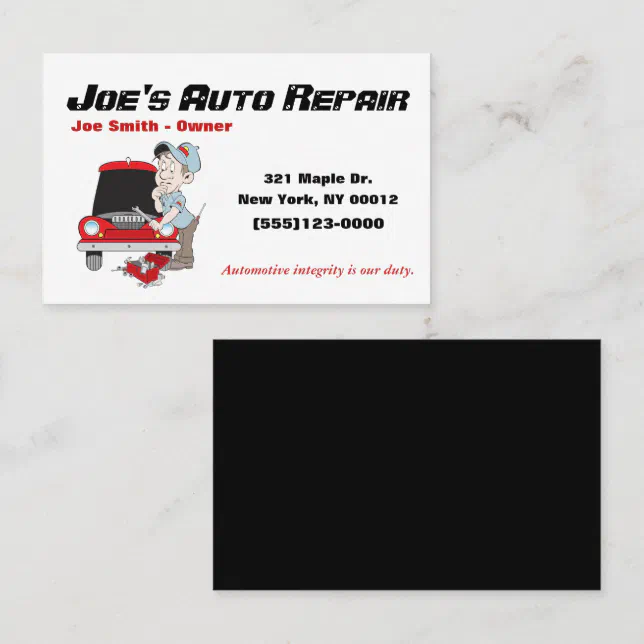 Car Auto Mechanic Repair Motor Service Business Card | Zazzle