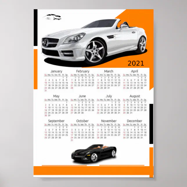 Car calendar poster | Zazzle