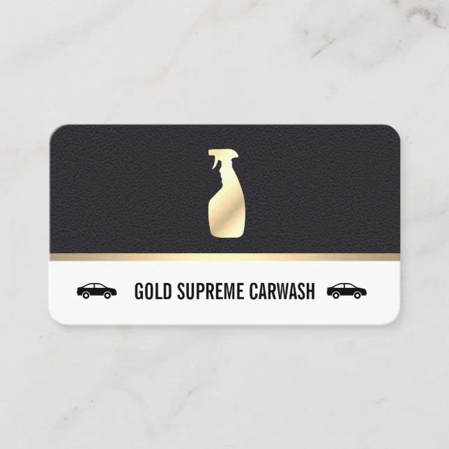 Car Cleaning Gold Premium Leather Business Card | Zazzle
