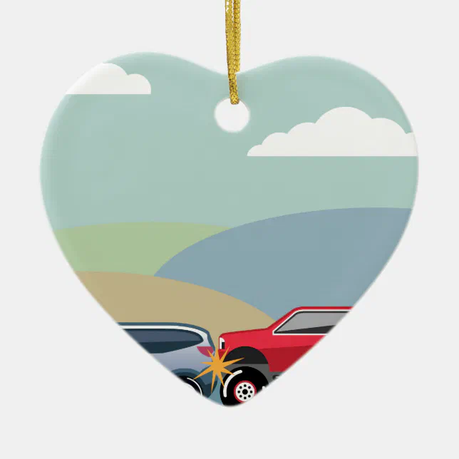 Car crash rear ended vehicle Vector Ceramic Ornament | Zazzle