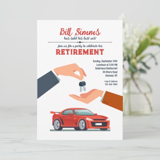 Car Dealer Retirement Invitation | Zazzle