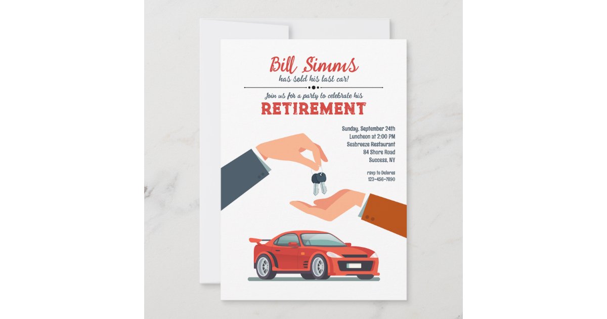 Car Dealer Retirement Invitation | Zazzle