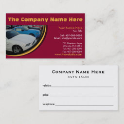 Car Dealership & Auto Sales Associate Business Card | Zazzle