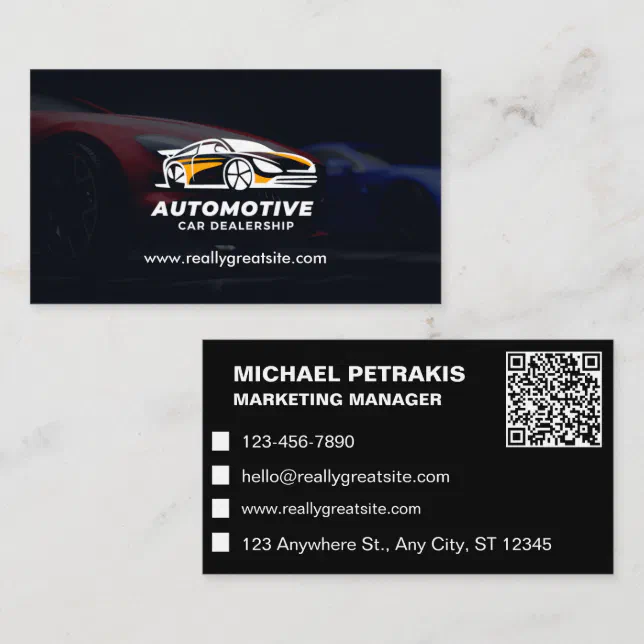 Car Dealership QR Code Business Card | Zazzle