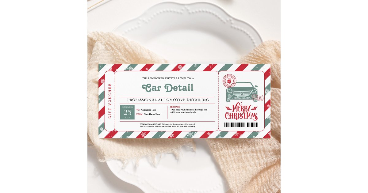 Car Detailing Christmas Gift Certificate Invitation | Zazzle