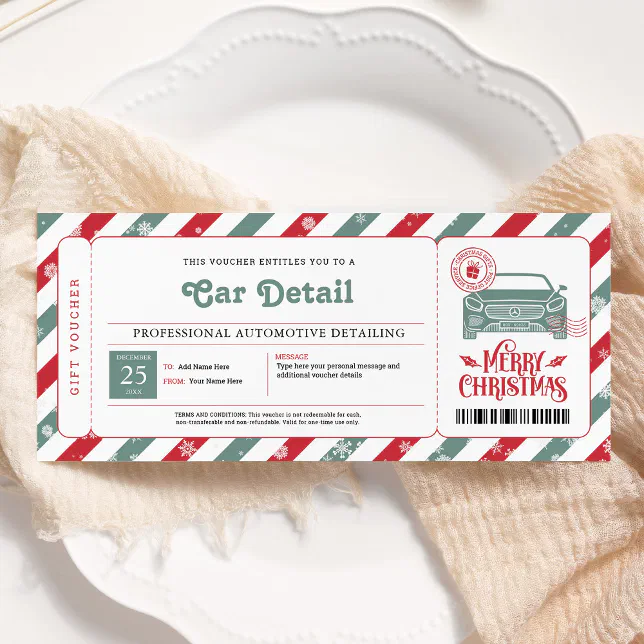Car Detailing Christmas Gift Certificate Invitation | Zazzle
