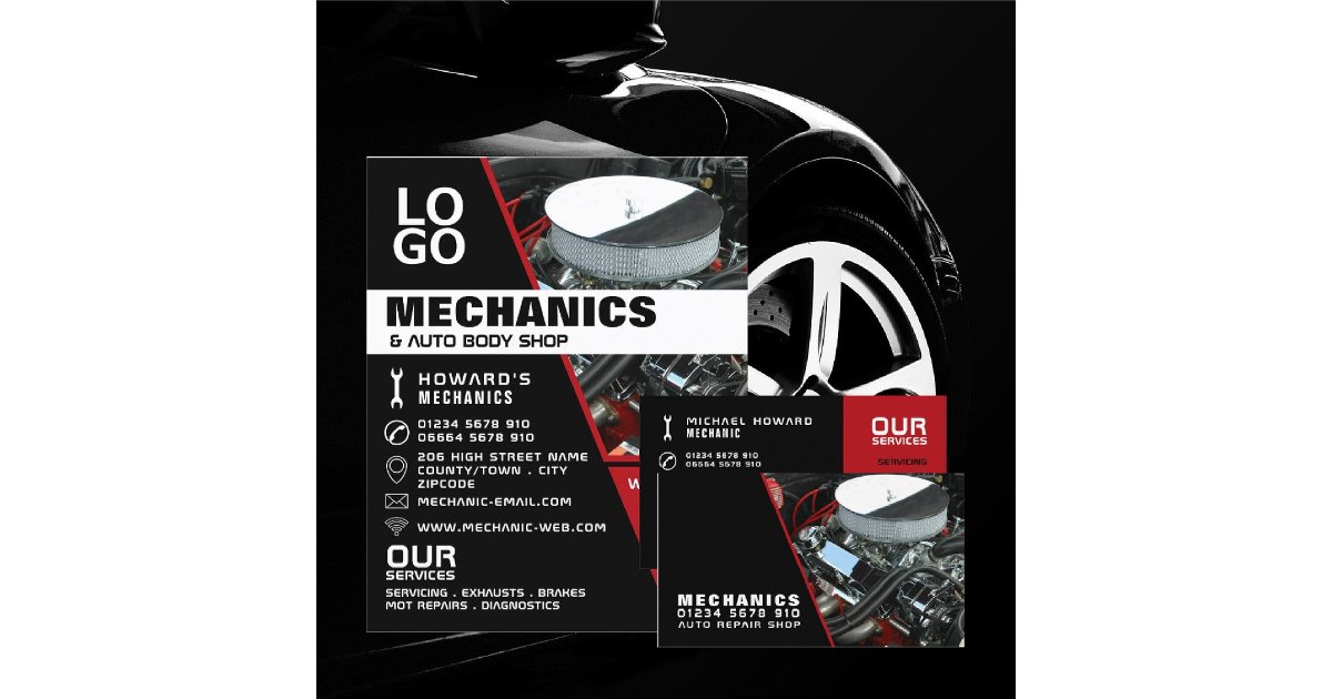 Car Engine, Auto Mechanic & Repairs Advertising Flyer | Zazzle