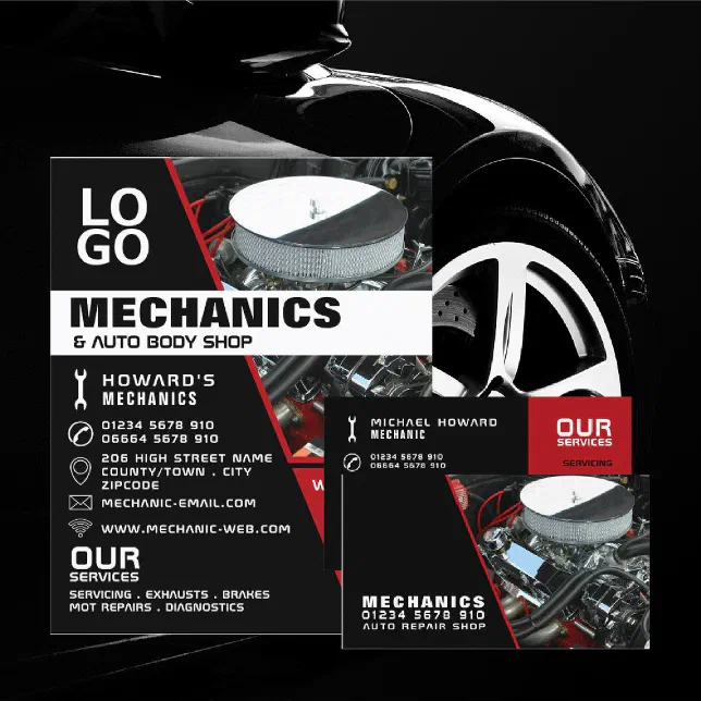 Car Engine, Auto Mechanic & Repairs Advertising Flyer | Zazzle