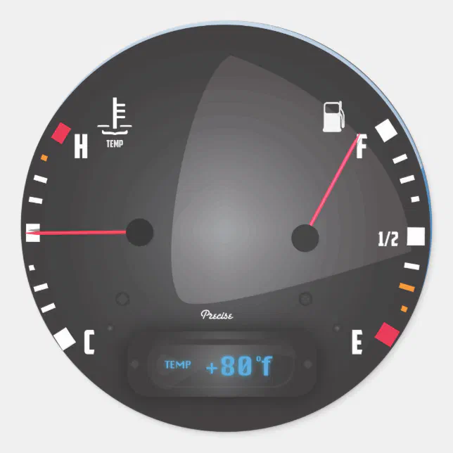Car fuel and Temperature dashboard Dial Classic Round Sticker | Zazzle