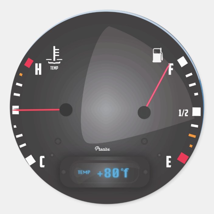 Car fuel and Temperature dashboard Dial Classic Round Sticker | Zazzle.com