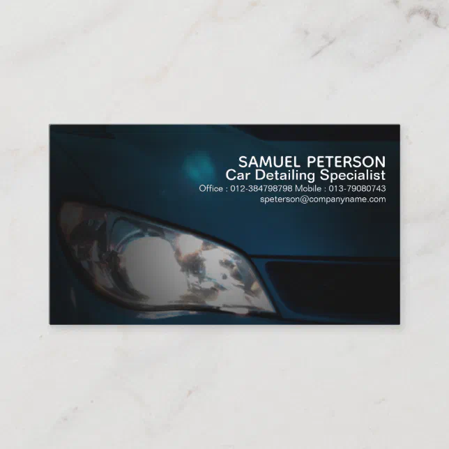 Car Headlights Auto Detailing Professional Card | Zazzle