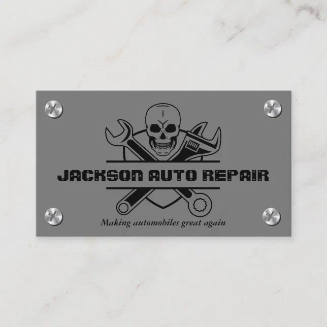Car Mechanic Auto Repair Skull Wrench Business Card | Zazzle