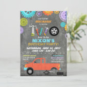 Car Mechanic Gears Tools Chalkboard Birthday Invitation | Zazzle