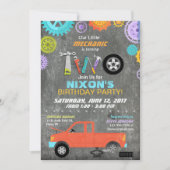 Car Mechanic Gears Tools Chalkboard Birthday Invitation | Zazzle