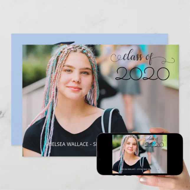 Car Parade Sky Blue Graduation Invitation | Zazzle