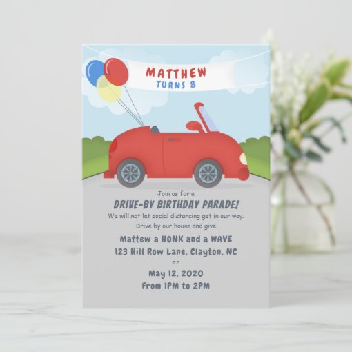 Car Parade Social Distancing Birthday Invitation Zazzle