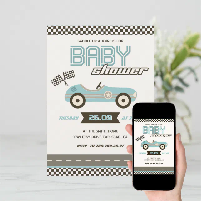 Car Racing Baby Shower Party Invitation | Zazzle