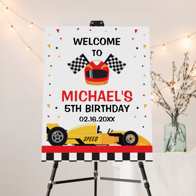 Car Racing Birthday welcome sign | Zazzle