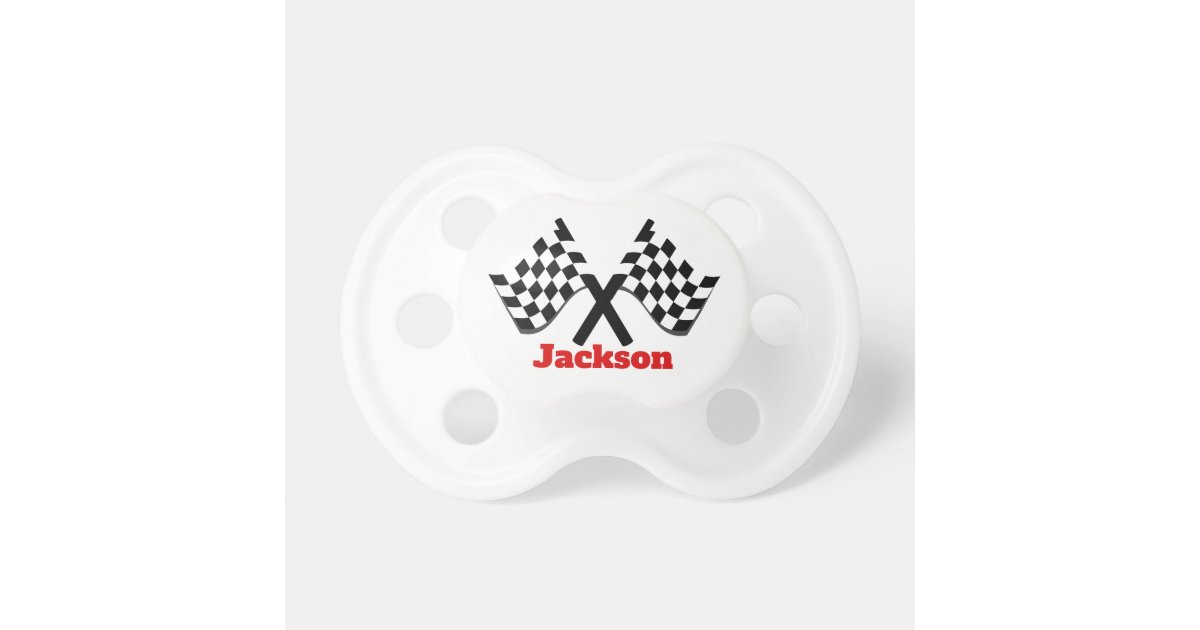 Car Racing Checkered Flag Monogram Pacifier | Zazzle