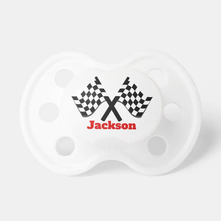 Car Racing Checkered Flag Monogram Pacifier | Zazzle